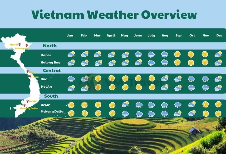 Determine the best time to visit Vietnam